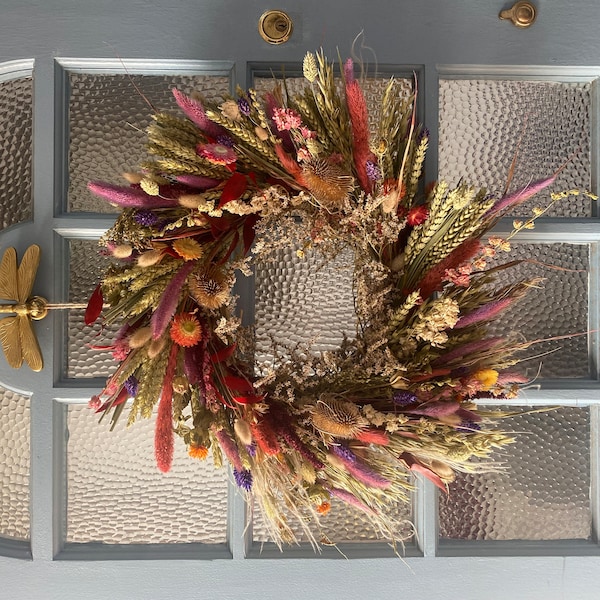 Autumn Dried Wreath Making Kit. Dried Flower DIY Autumnal Door Wreath ...