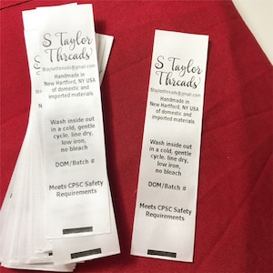 White Satin USA Tracking Label Custom Tracking Label CPSIA/CPSC ...