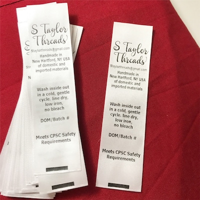 White Satin USA Tracking Label Custom Tracking Label CPSIA/CPSC ...