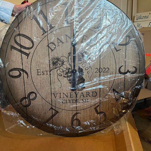 Wine Barrel Lid Clock, Large Wall Clock, Choose From 8 Sizes. Extra ...