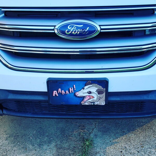 Funny Possum License Plate • Screaming Possum License Plate • Possum ...