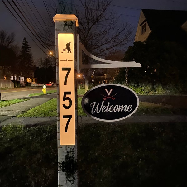 LED Solar Address Post: Lighted House Number Sign With Custom Oval ...