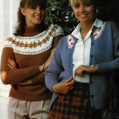 Ladies Lovely Traditional Aran Cardigan With Collar, Vintage Knitting ...