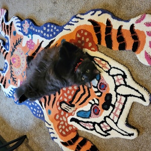 Tiger Mat Hand Tufted Tiger Skin Wool Carpet Home Decorative - Etsy