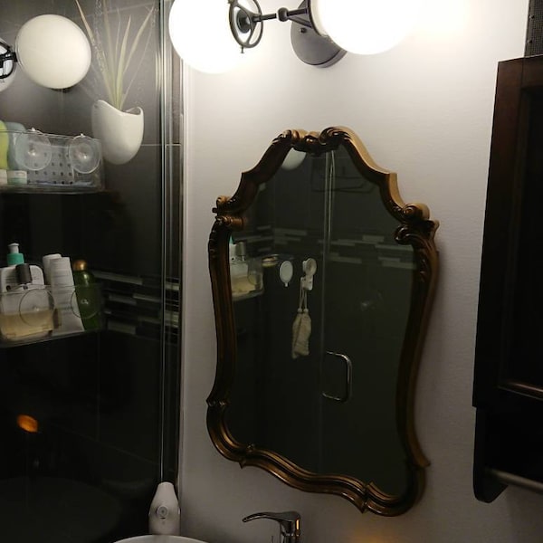 Globe Light - Mid Century Lighting - Vanity Light - Black Vanity - Opal ...