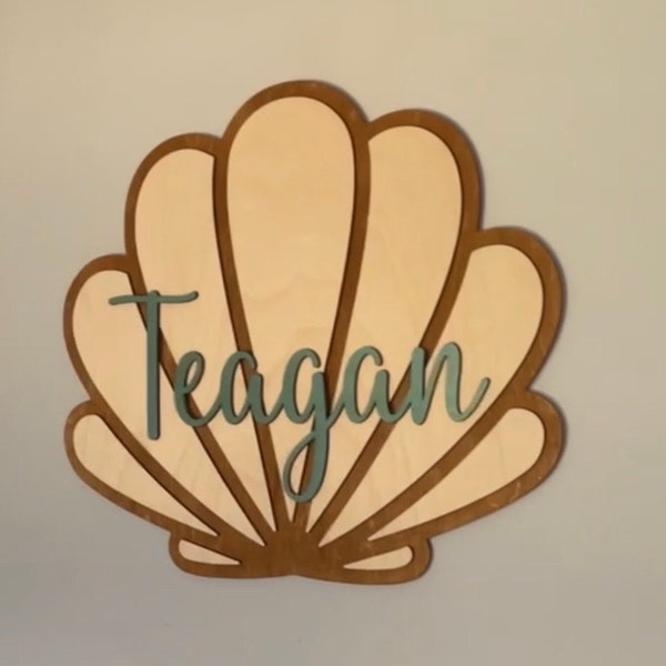 Personalized Seashell Wooden Sign, Nursery Name Sign, Baby Housewarming ...