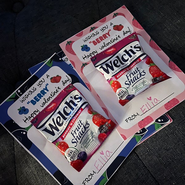 Valentines Day Fruit Snack Card Printable ,i'm so Berry Happy We're ...