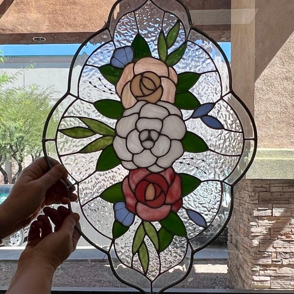 PATTERN • Floral Arrangement Panel Stained Glass Pattern • Digital ...