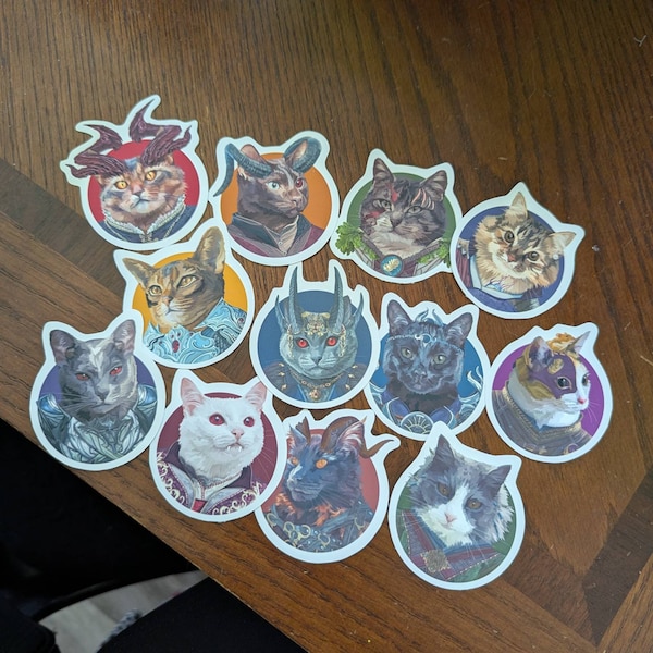 BG3 Inspired Kitty Party! Baldurs Gate Inspired Stickers With a Feline ...