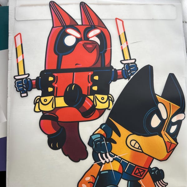 Dtf Ready to Press Bluey Deadpool and Wolverine Direct to Film Transfer ...