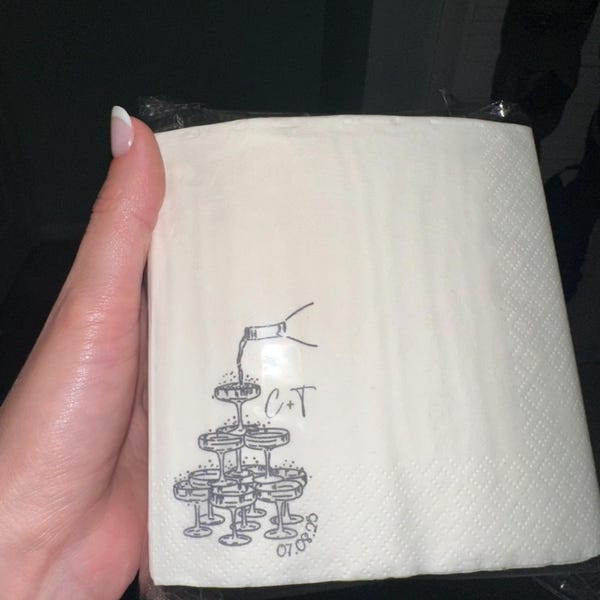 Custom Champagne Tower Cocktail Napkin | Wedding | Party | Bachelorette ...