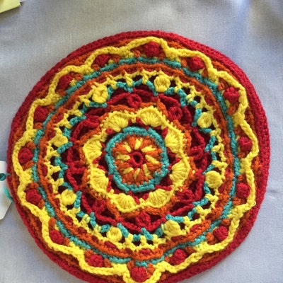 Crocheted Potholder PATTERN Round Mandala Pot Holder Overlay Crochet ...