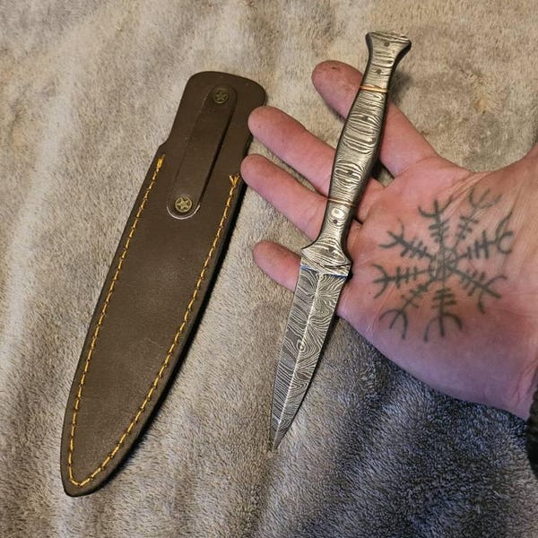 Handmade Double Edged Boot Knife , Damascus Best Hunting Knife ...