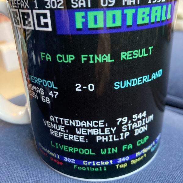 Personalised Retro Ceefax Mug Teletext Sports Coffee / Football Match ...