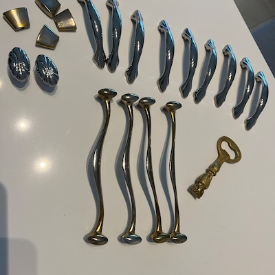 MCM Drawer Handles, 1962 Satin Copper Plated Cabinet Pulls, Set of 6 ...