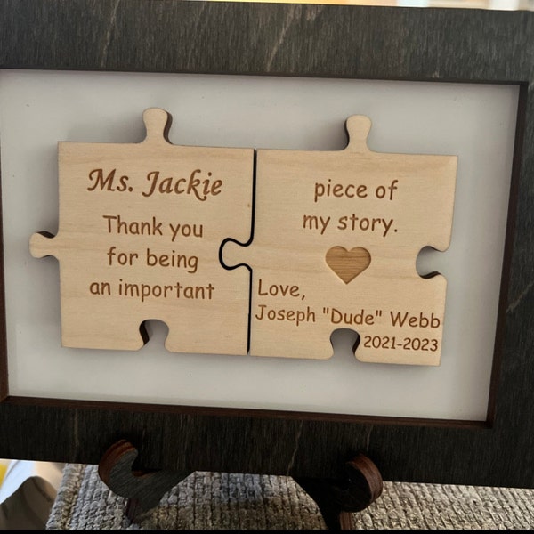 Teacher Gift, Puzzle Piece Sign, Thank You, Teacher Appreciation, End ...