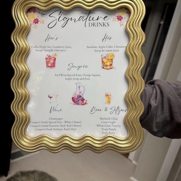 Featured Signature Drink Sign Bar Menu Template Minimalist Printable ...