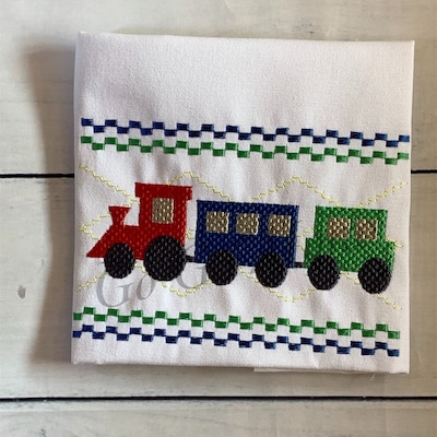 Train Faux Smocking Machine Embroidery Design - Etsy