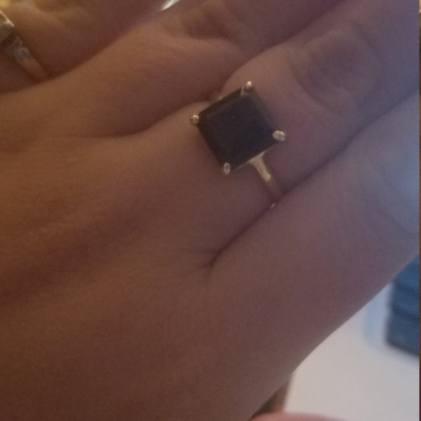18k Princess Cut Square Onyx Ring · Gold Ring · Solid Gold Custom Ring ...
