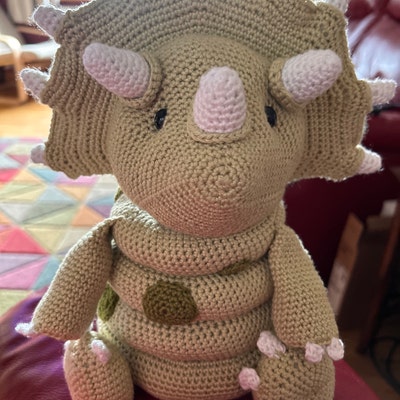 Dino Stacking Toy Crochet Pattern PDF, Amigurumi Triceratops Nursery ...