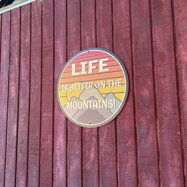 Life on Mountain Sign, Mountain Climbing Sign, Mountain Decor, Mountain ...