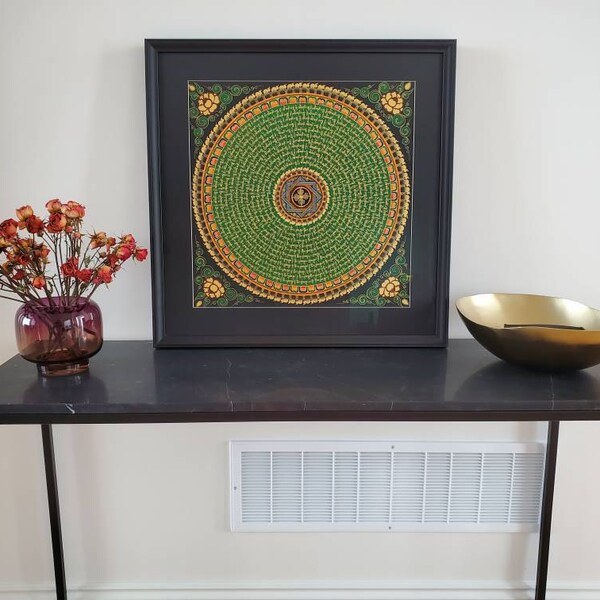 Blessed Shree Yantra Mandala, Handmade Sacred Thangka Painting for ...