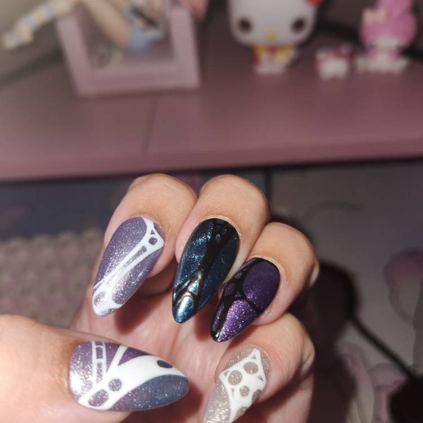 Hexcore Abstract Nails | Arcane Inspired Nails | Gel Nails | - Etsy