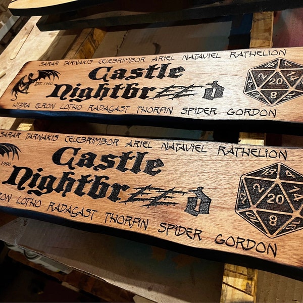 Dungeons and Dragons Wall Sign - D20 and Dragon - Personalized Dnd Gift ...