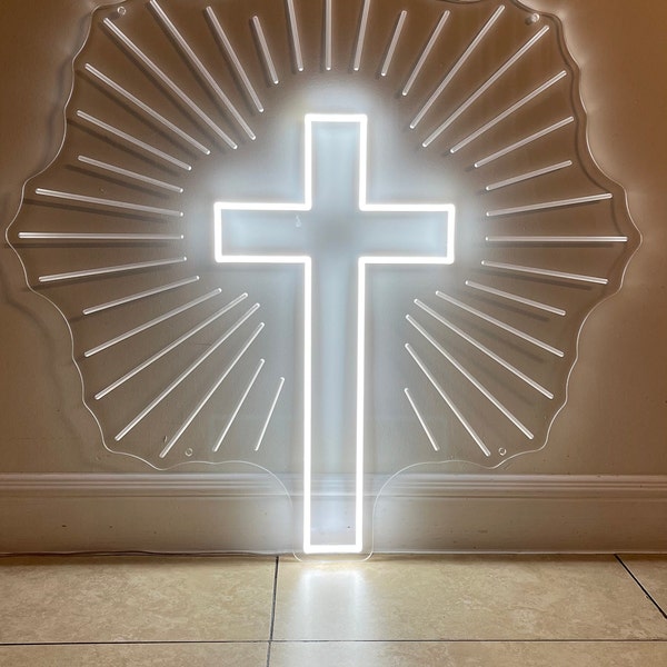 Christian Cross Neon Light, Neon Sign Light Decor, Cross Neon Sign ...