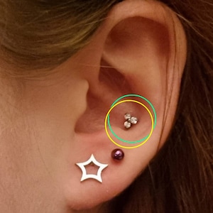 Blue Pink Fire Opal Flower Dermal Anchor Labret Top Conch - Etsy