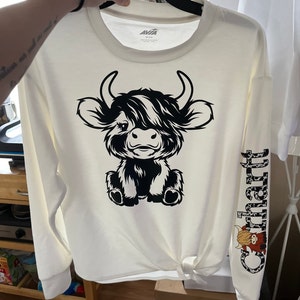 Highland Cow DTF Print Ready to Press Shaggy Cow Screen Print Farm Cow ...