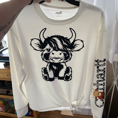 Highland Cow DTF Print Ready to Press Shaggy Cow Screen Print Farm Cow ...