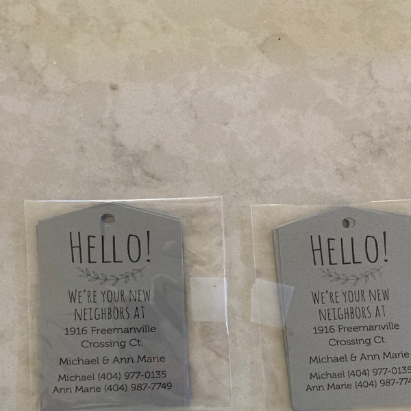 Hello New Neighbor Tag, New Neighbor Gift Tags, Welcome to the Neighood ...