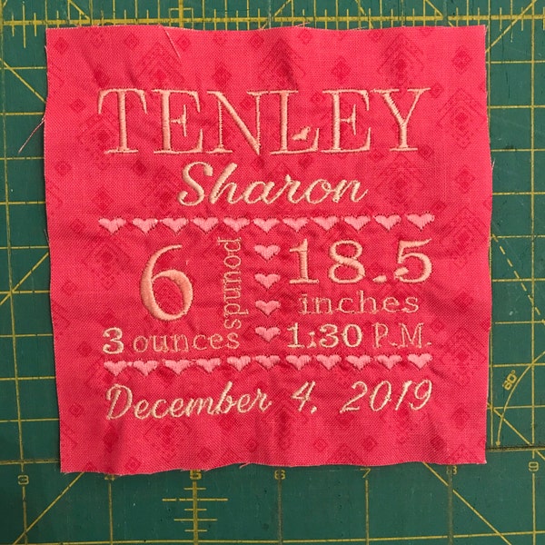 Birth Announcement Embroidery Design - Personalized Baby Gift - Baby ...