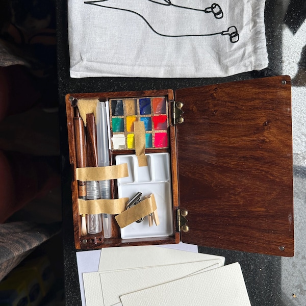 Handmade Wooden Pocket Gouache Paint Box - Etsy