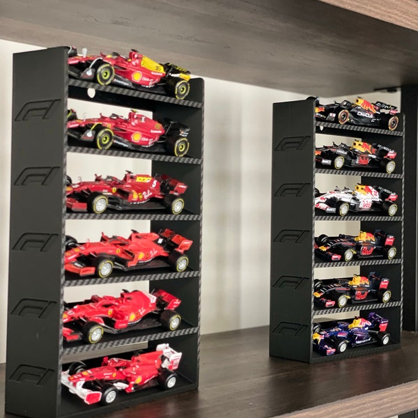 V2 6 Car Tilted Bburago 1:43 1/43 F1 Formula 1 Race Car Display Stand W ...