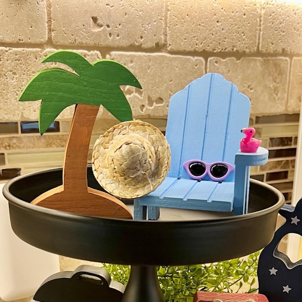 Mini Adirondack Chair, Beach Chair, Beach Decor, Flamingo, Tiered Tray ...