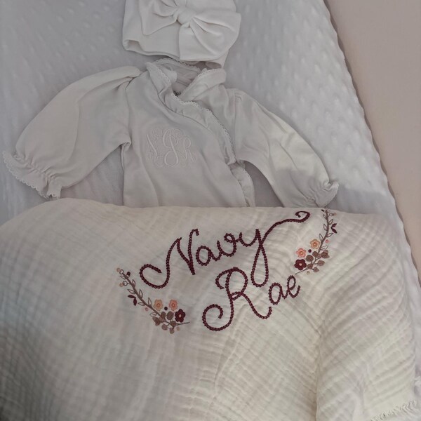 Personalized Embroidered Baby Receiving Blanket, Baby Blanket With Name ...