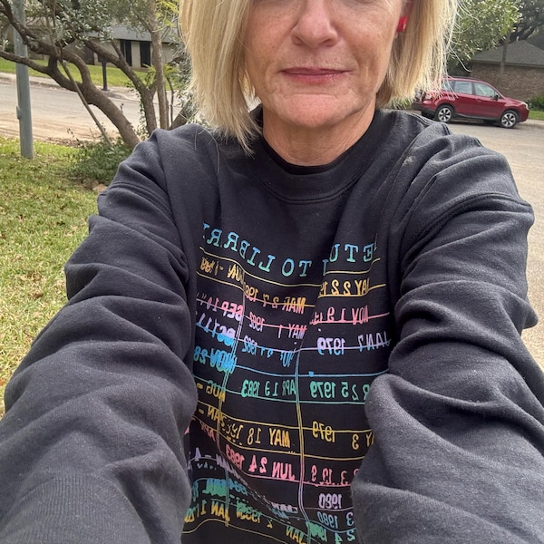 Vintage Library Rainbow Sweatshirt, Return to Library Card Book Due ...