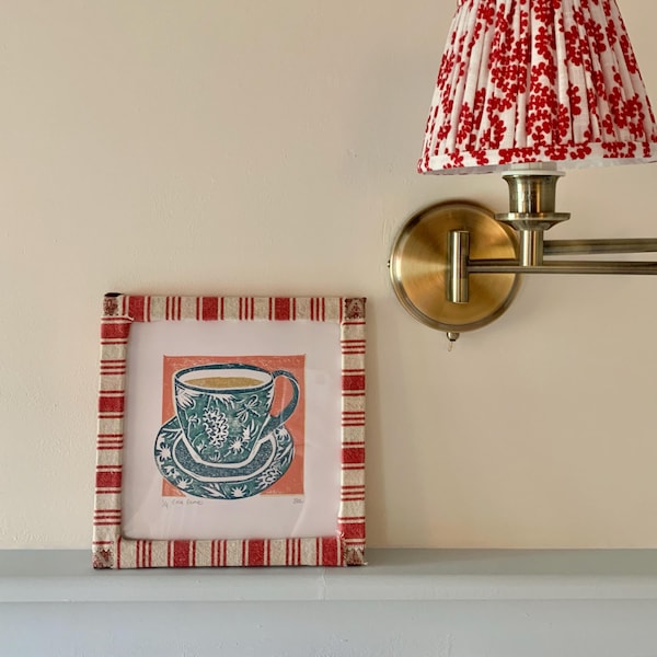 Tea Time Original Linocut Handprint | Cup and Saucer | Limited Edition ...