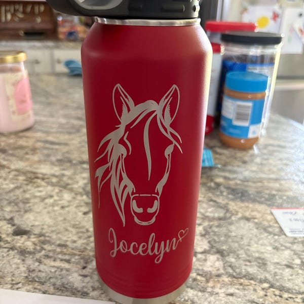 Engraved Cheer Bottle, Personalized Cheerleader Water Bottle With Straw ...