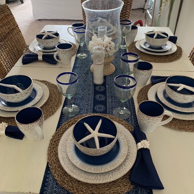 Handwoven Hmong Indigo Batik Table Runner Handwoven Hill Tribe Cotton ...