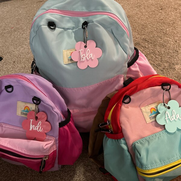 Daisy Bag Tag, Kids 3D Keychain, Acrylic Tag, Flower Backpack Tag ...