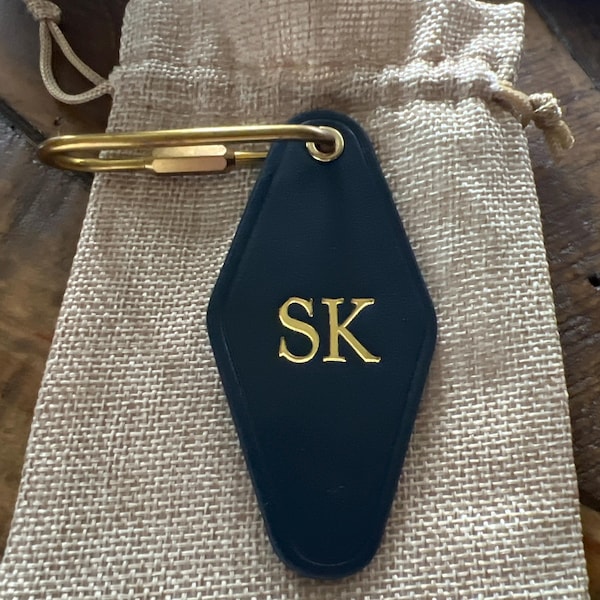 Embossed Diamond Leather Keychain (initials) - Modern Key Rings, Custom ...