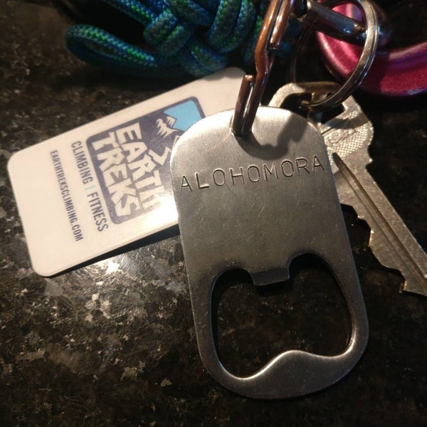 ALOHOMORA Bottle Opener Hand Stamped Keychain! Barware for Older Potter ...