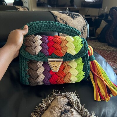 Multi Color Bag/handmade Bag/hand Woven Bag/crochet - Etsy