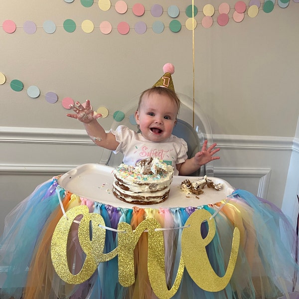 Rainbow High Chair Banner, Rainbow First Birthday Banner, Rainbow 1st ...