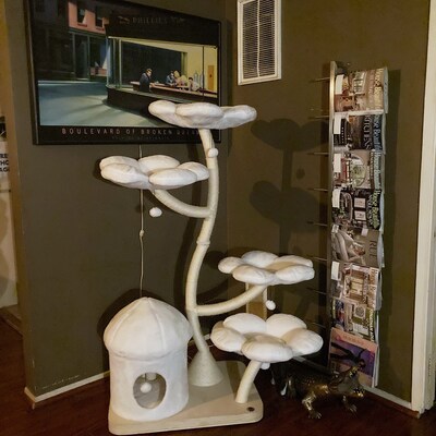 EDEN Wood Floral Cat Tree Tower, Wooden Cat Tower, Modern Cat Climbing ...