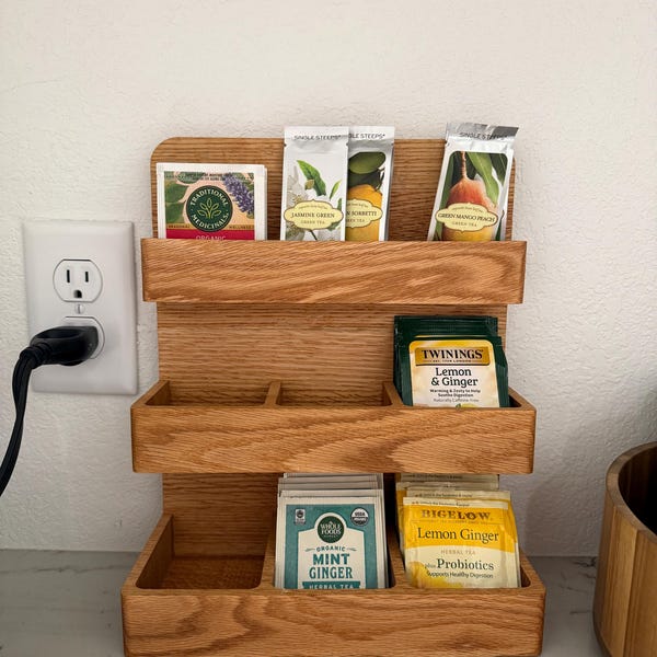 Wooden Tea Organizer With Wall Mount for Tea Storage | Modern Teabag ...