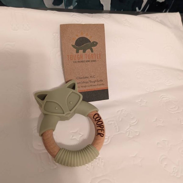 Personalized Baby Teether, Engraved Teether, Food Grade Silicone Fox ...